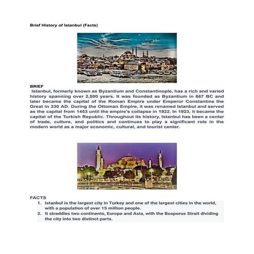 History of Istanbul And Their Facts.pdf | Europe Travel | Travel Locations