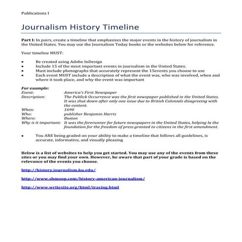 History of journalism timeline | DOCX