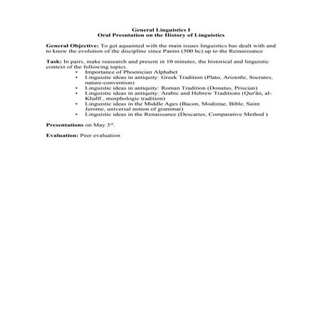 History of linguistics, oral presentation assesment | DOC