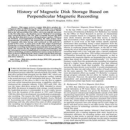 History of magnetic disk storage based on perpendicular magnetic ... | PDF