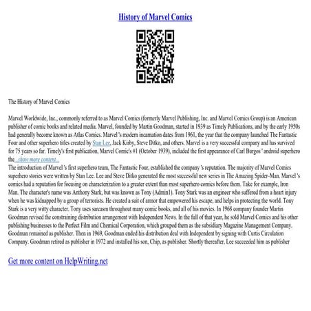 History Of Marvel Comics | PDF