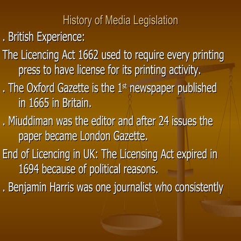 History of Media Legislation | PPT