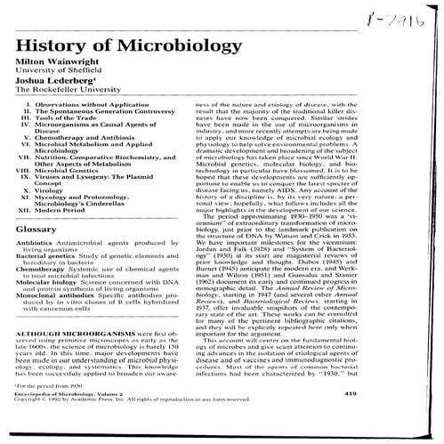 History of microbiology | PDF