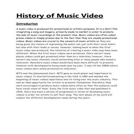 History of music video | DOCX