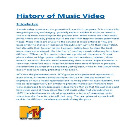 History of music video | PDF