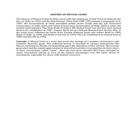 History of mutual funds | DOCX