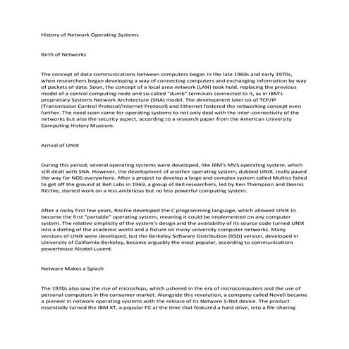 History of network operating systems | DOCX