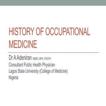 History of Occupational health | PPTX