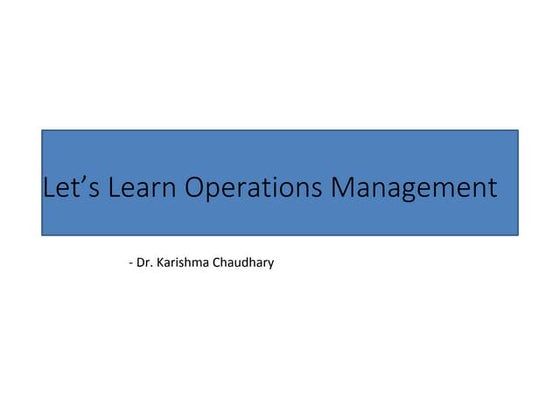 What is operations management? | PPT