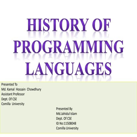 History Of Programminng Language | Ppt