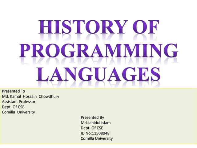 History Of Programminng Language | Ppt