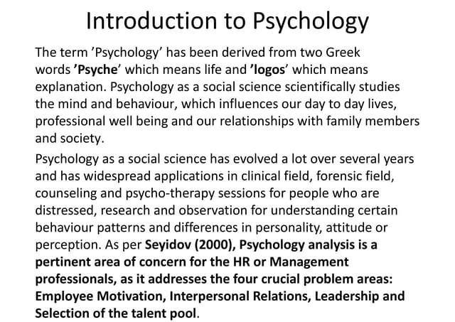 Introduction to psychology | PPT