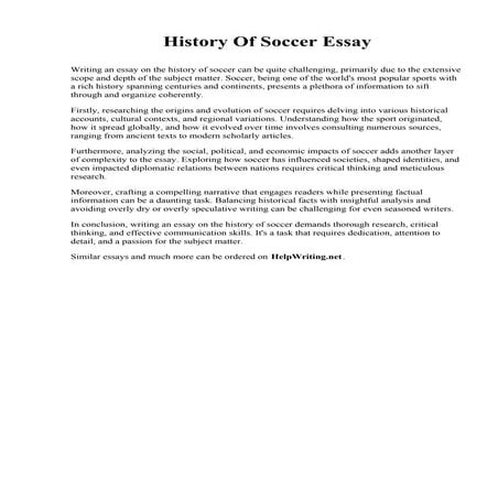 History Of Soccer Essay. Heidelberg University | PDF