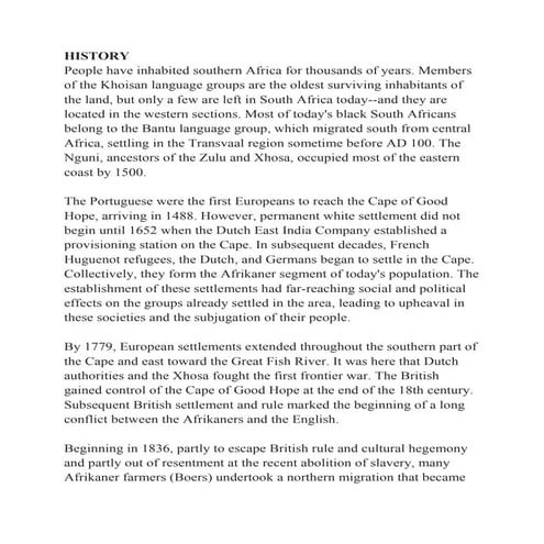 History of south africe | PDF