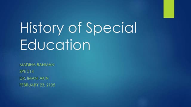 Historical philosophical, theoretical, and legal foundations of special ...