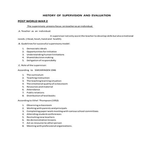 History of supervision and evaluation | DOCX