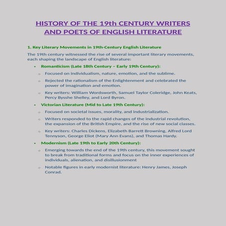HISTORY OF THE 19th CENTURY WRITERS AND POETS OF ENGLISH LITERATURE.docx