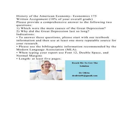 History of the American Economy- Economics 175Written Assignment (.docx
