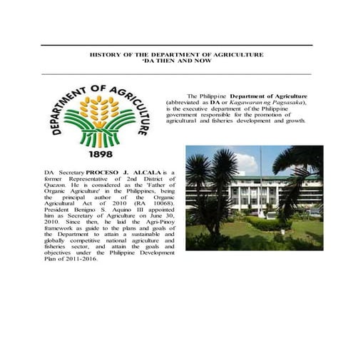History of the department of agriculture | DOCX