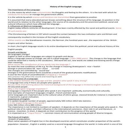 Summary of "A History of the English Language" | PDF