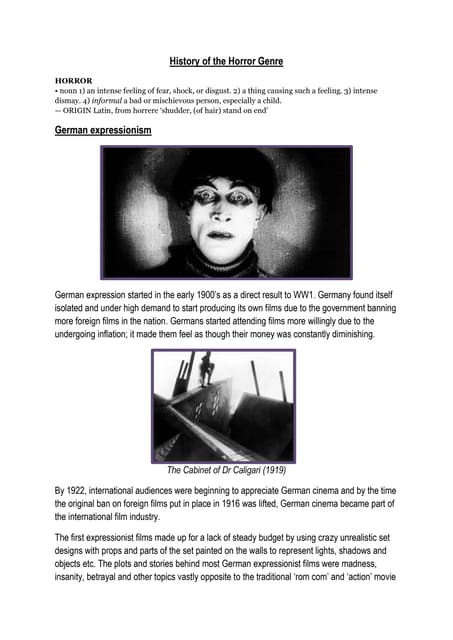 History of horror | PPTX | Horror | Genres