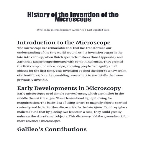 History of the Microscope | PPT