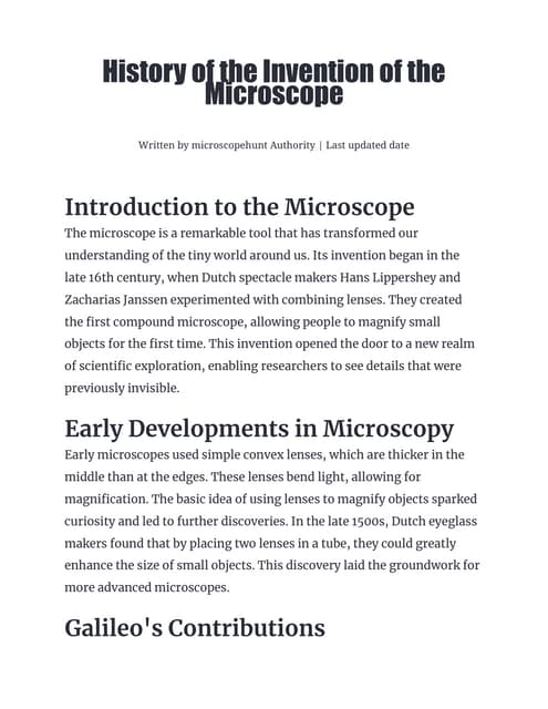 History of the microscope | PPTX | Physics | Science
