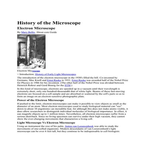 History of the microscope | DOCX