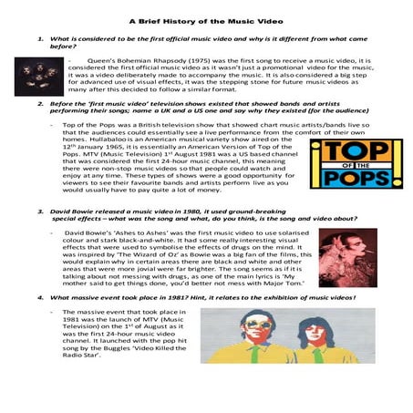 History of music videos | PPTX