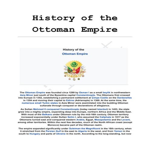 History of the Ottoman Empire | PDF