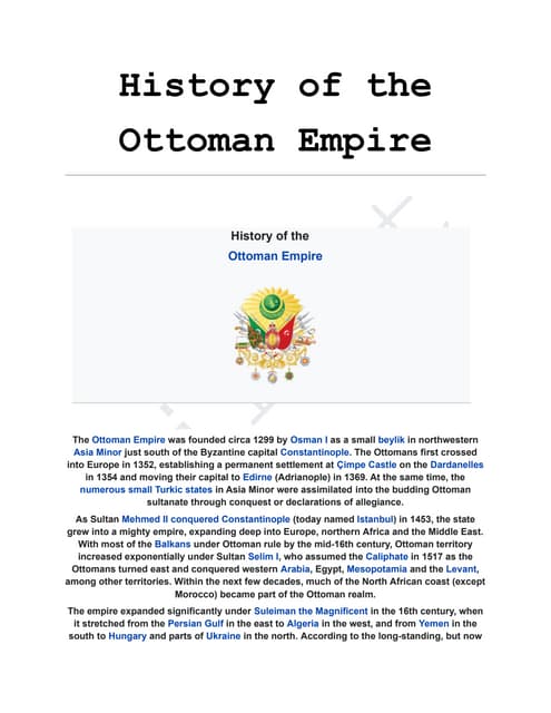 Ottoman empire | PPTX | Islam | Religion & Spirituality