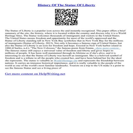 History Of The Statue Of Liberty | PDF