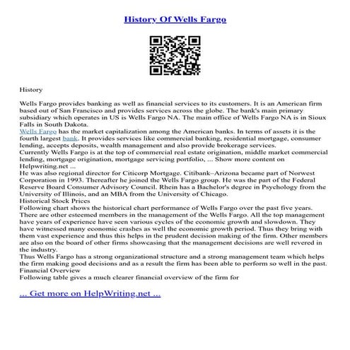 History Of Wells Fargo | PDF