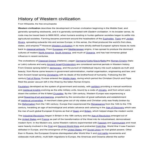 History of western civilization | DOCX