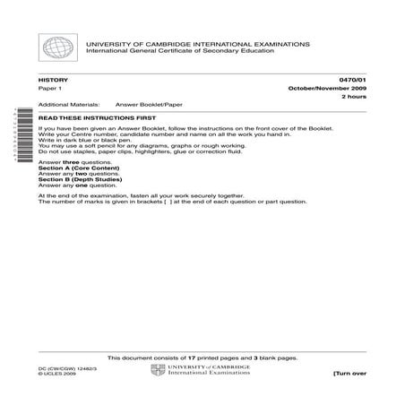 History paper 1 2009 | PDF