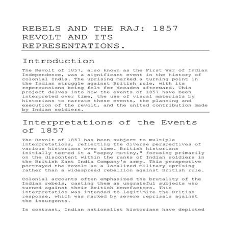 Rebels and the Raj. Class 12 CBSE History project. | PDF