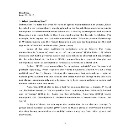 Nation and Nationalism Theories | PPT