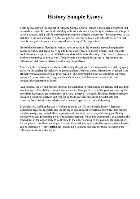 Historiographic Essay Example. Moorpark College | PDF | Homework and ...