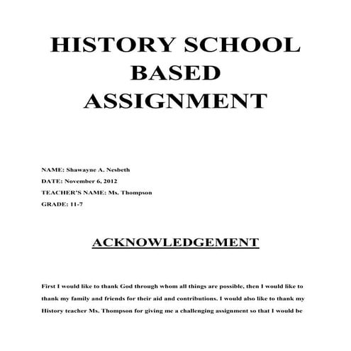 History school based assignment | DOCX