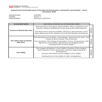 History Senior 1- Esquema de Contenidos Nodales - Dic 2018 | PDF