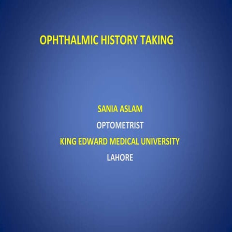 History taking in optometry or ophthalmology | DOCX