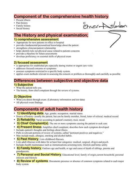 History taking (History of Physical Examination) | PPTX