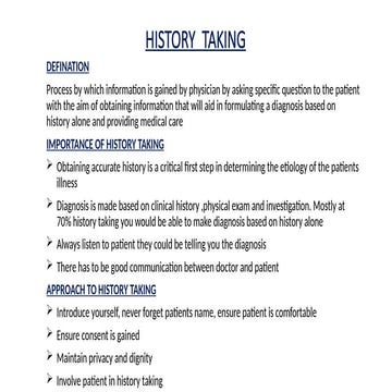 History taking in Medicine | PPT