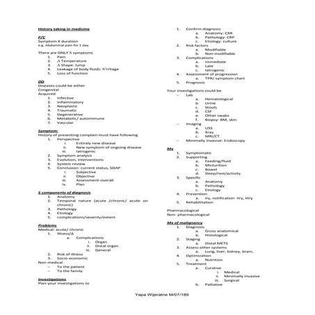 Basics of history taking in medicine | DOCX