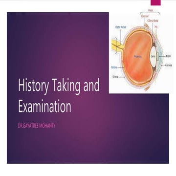 History taking examination and diminution vision | PPTX