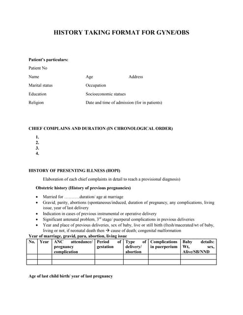 History taking in obgyn | PPT