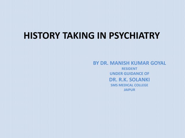 History collection format in psychiatric Nursing (Courtesy Department ...