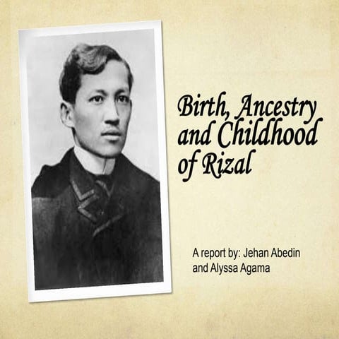 the birth,ancestry, and the early childhood of rizal. | PPTX