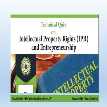A Quiz on Entrepreneurship & Intellectual Property Rights at Haldia ...