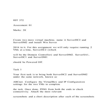 HIT 372 Assessment 01 Marks 20 Create two mor | DOCX